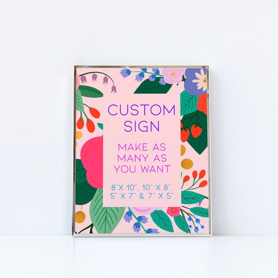 Custom Printable Sign Template Pink Floral Editable Signage - Etsy