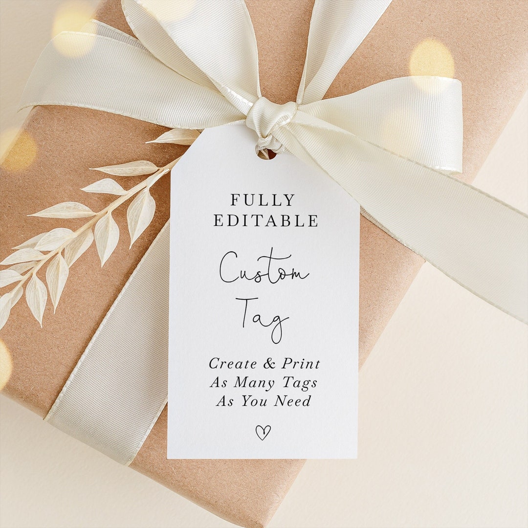 Printable Custom Tags in 2 Sizes, Minimalist Modern 100% Editable ...