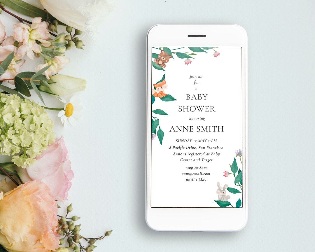 Digital Baby Shower Invitation Template, Electronic Baby Shower ...