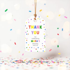 Confetti Birthday Thank You Tag: Editable Party Favor (digital Download ...