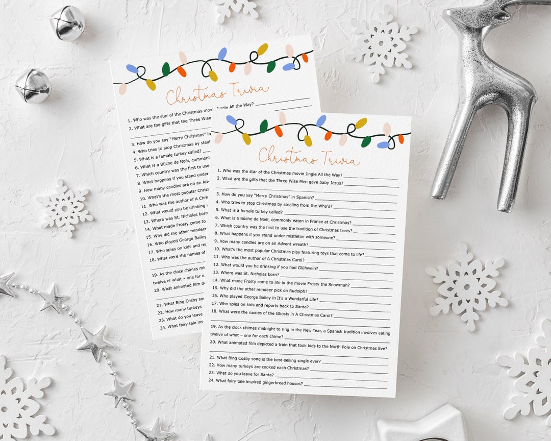 Printable Christmas Trivia Game, Fun Christmas Riddle Game for Adults ...