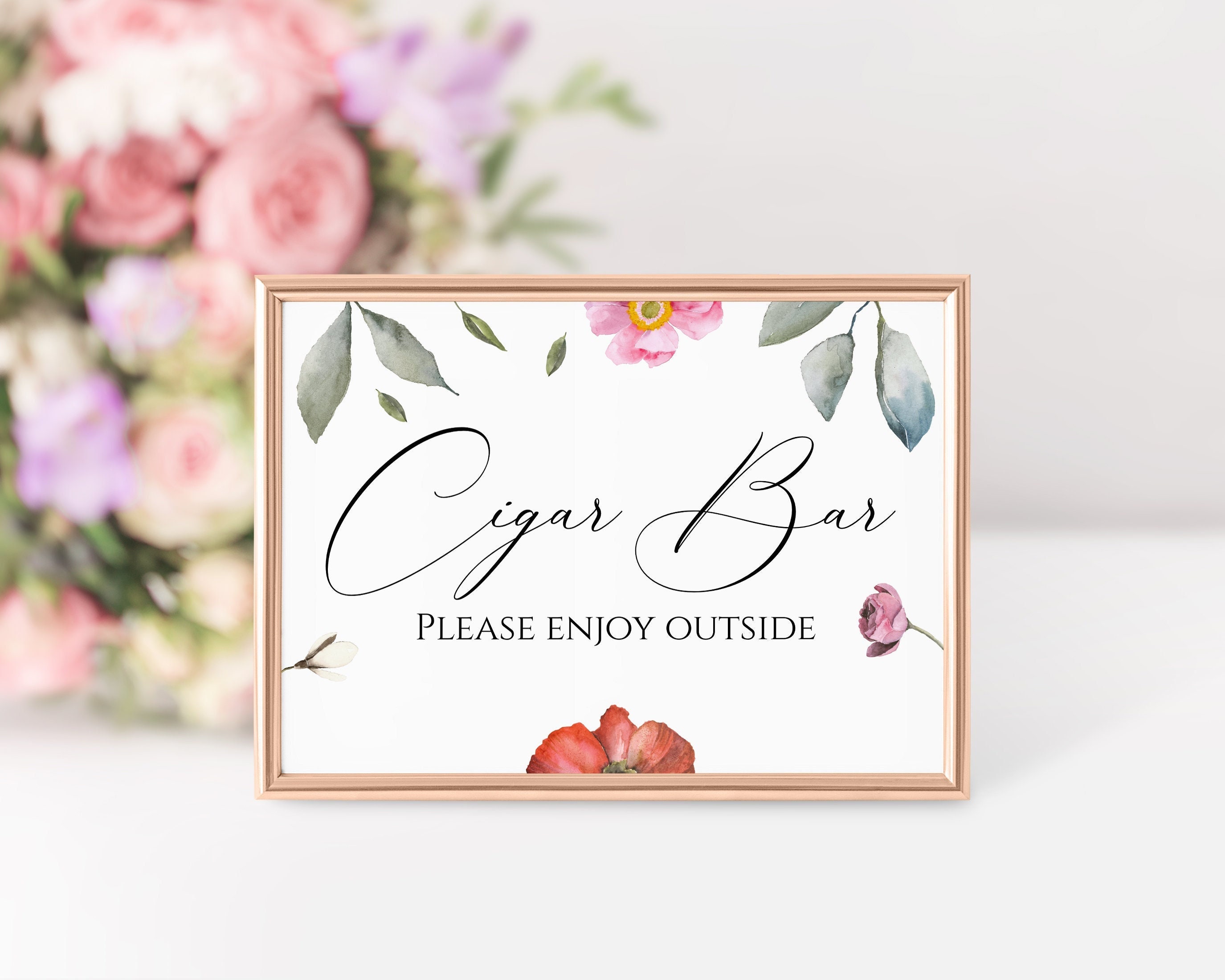 Printable Wedding Smoking Sign Cigar Bar Sign Template - Etsy
