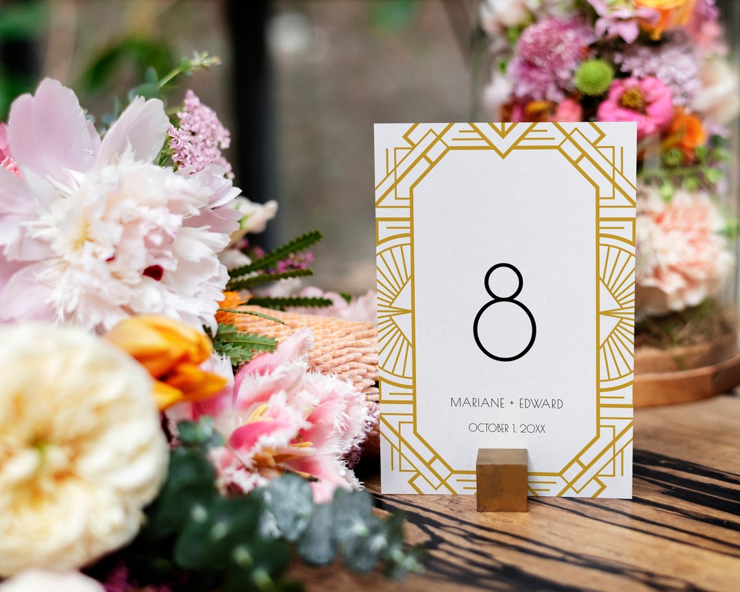 Printable Art Deco Table Numbers, Editable Art Deco Table Number ...
