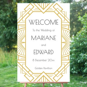 Art Deco Wedding Welcome Sign Template: Editable Reception Poster - Etsy