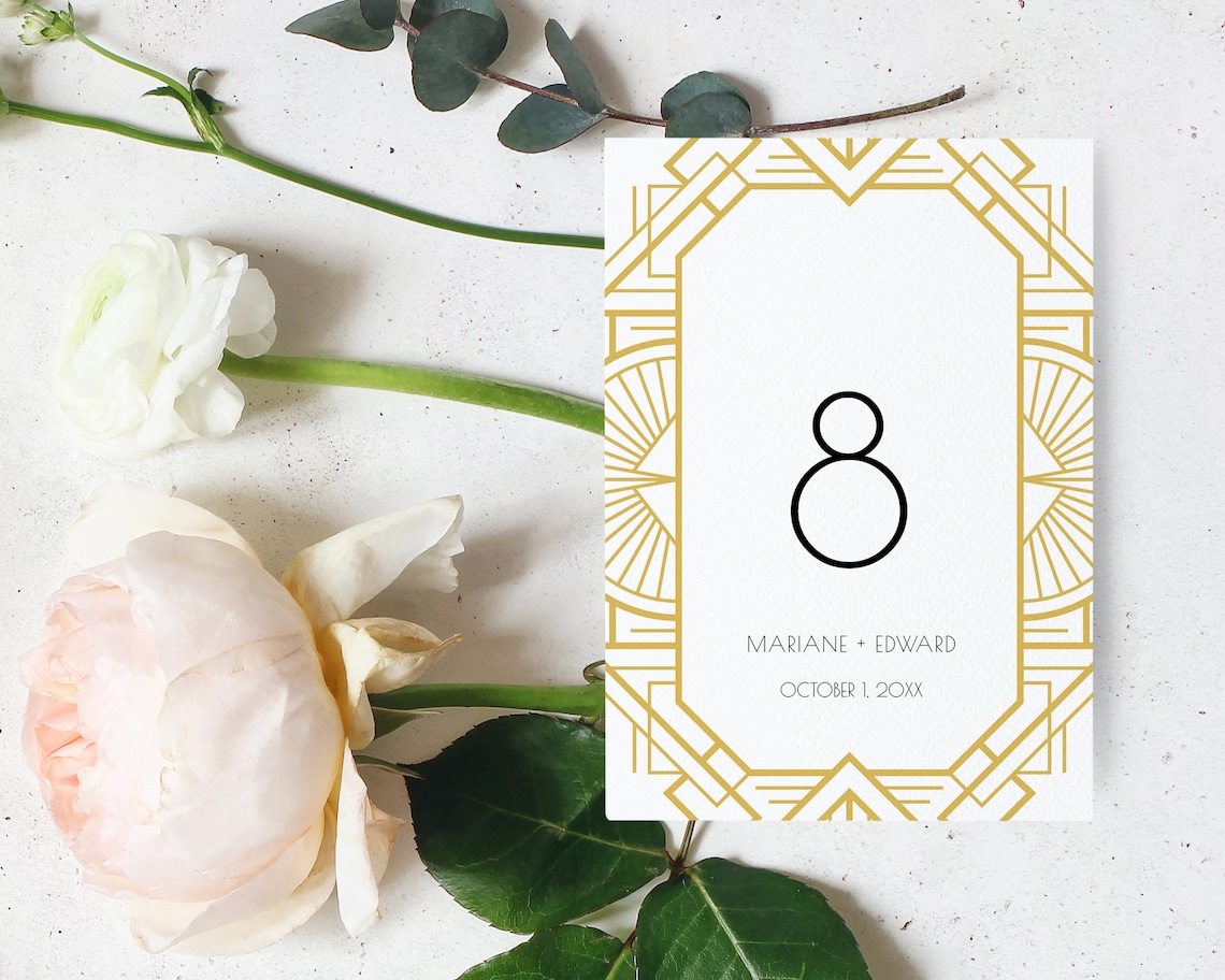 Printable Art Deco Table Numbers Editable Art Deco Table - Etsy