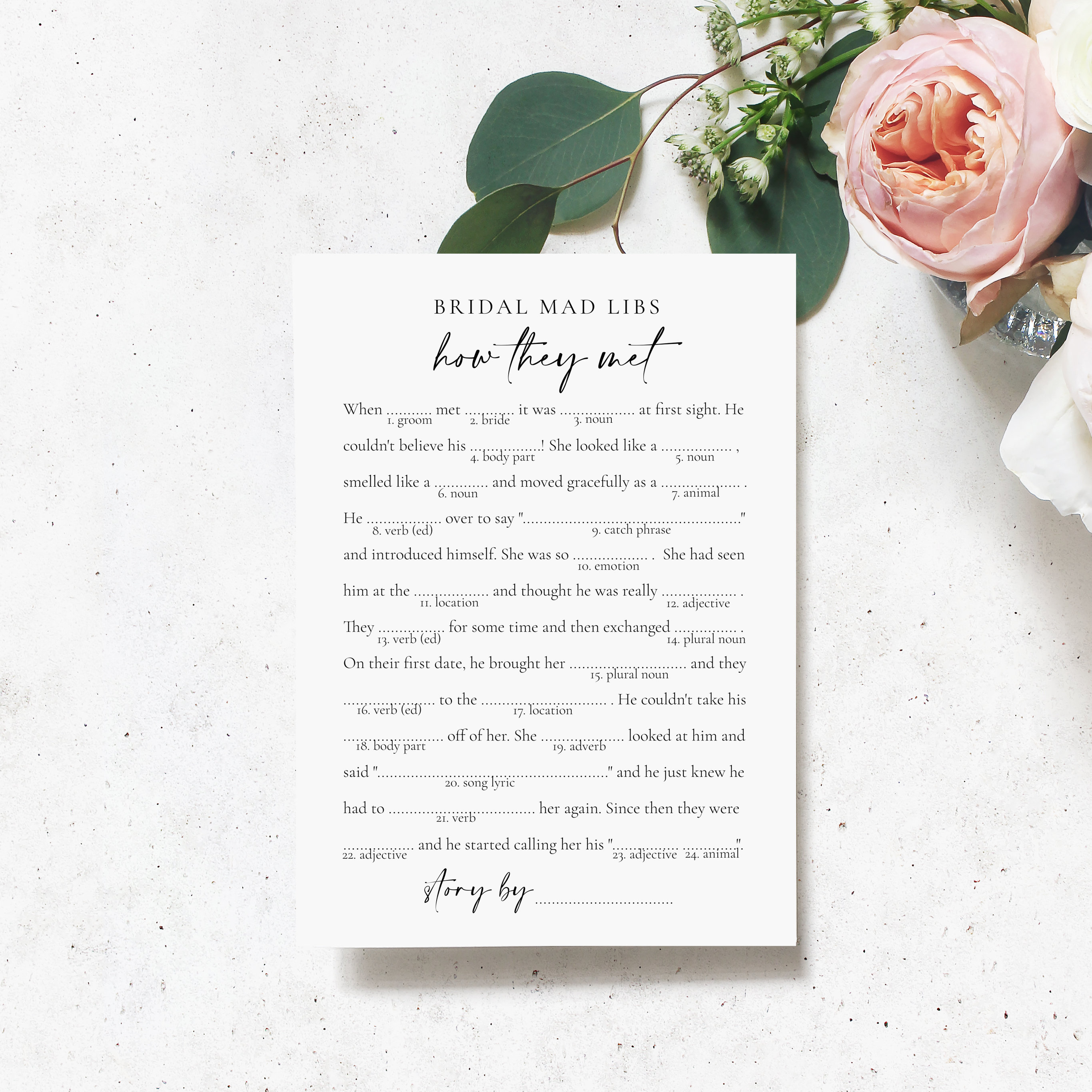 Mad Libs Bridal Shower Game Printable How They Met Mad Libs - Etsy Canada