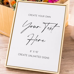 8x10 Custom Sign Template, Editable Poster to Print at Home, Printable ...