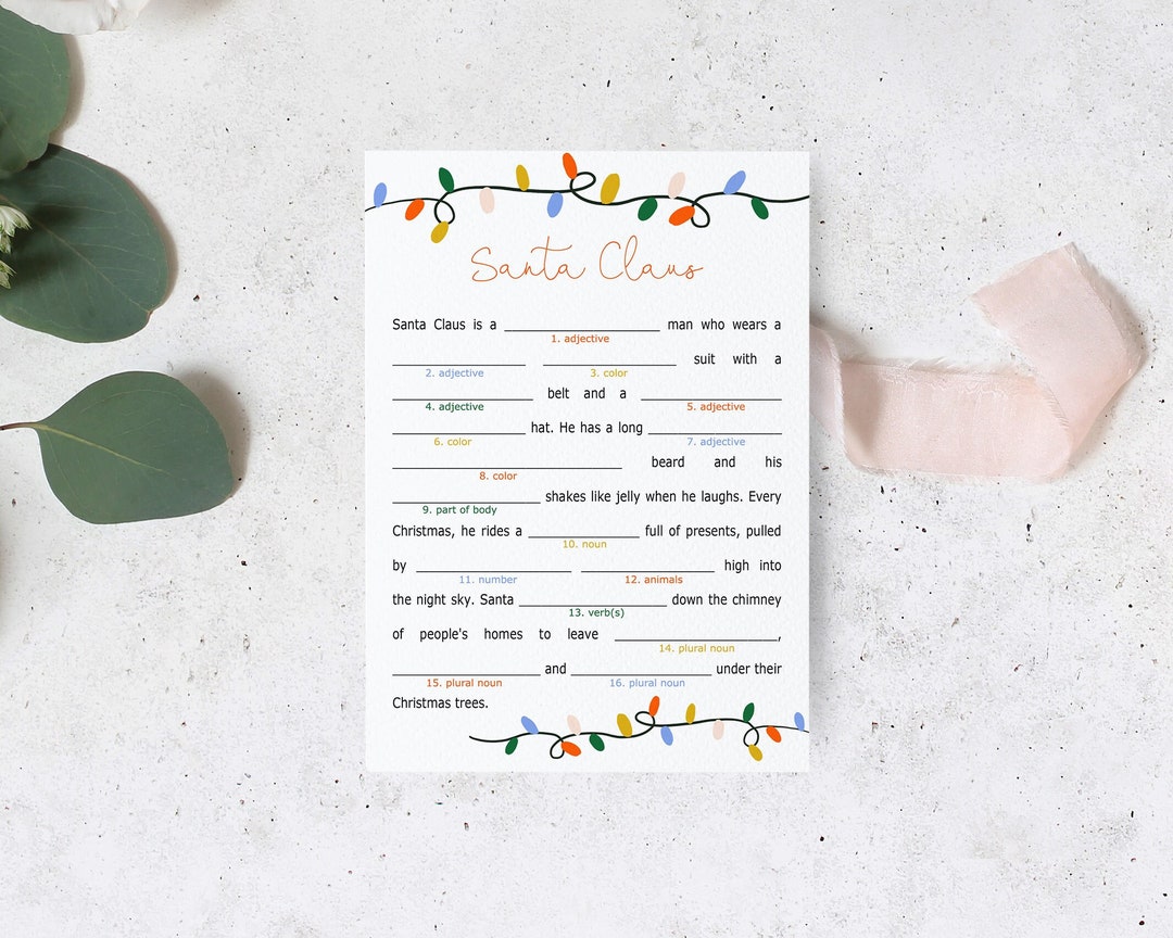 Christmas Mad Libs Game Printable, Family Christmas Game, Funny Game ...