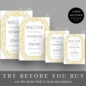 Art Deco Wedding Welcome Sign Template: Editable Reception Poster - Etsy