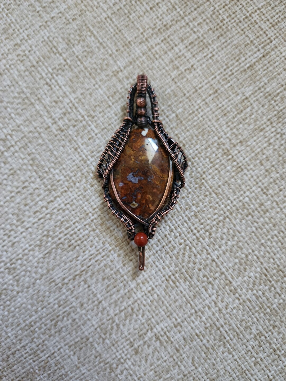 Stromatolite, Stromatolite Pendant, Red Jade, Wire Wrap Pendant ...
