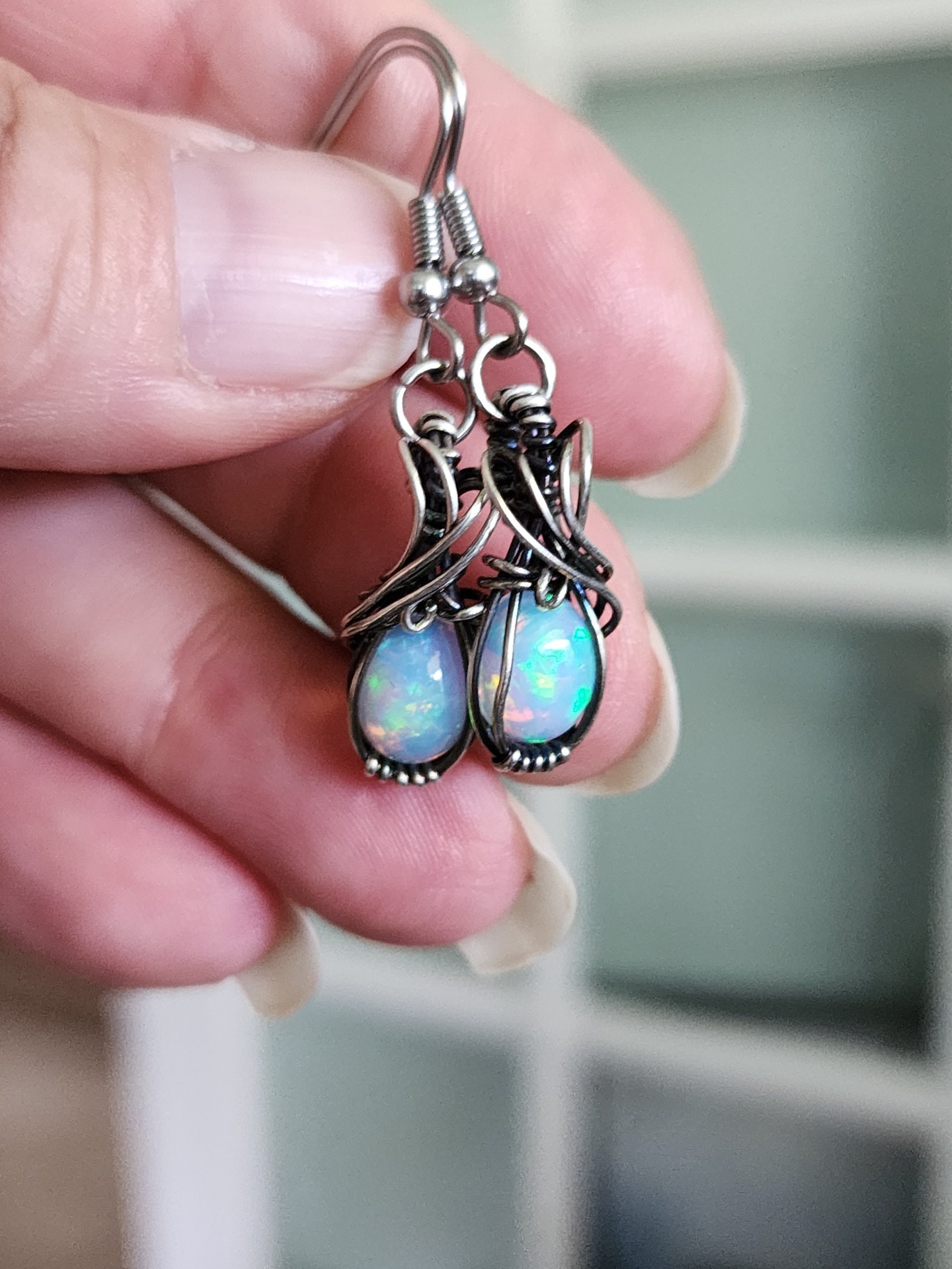 Welo Opal, Opals, Welo Opal Earrings, Opal Earrings, Sterling Silver ...