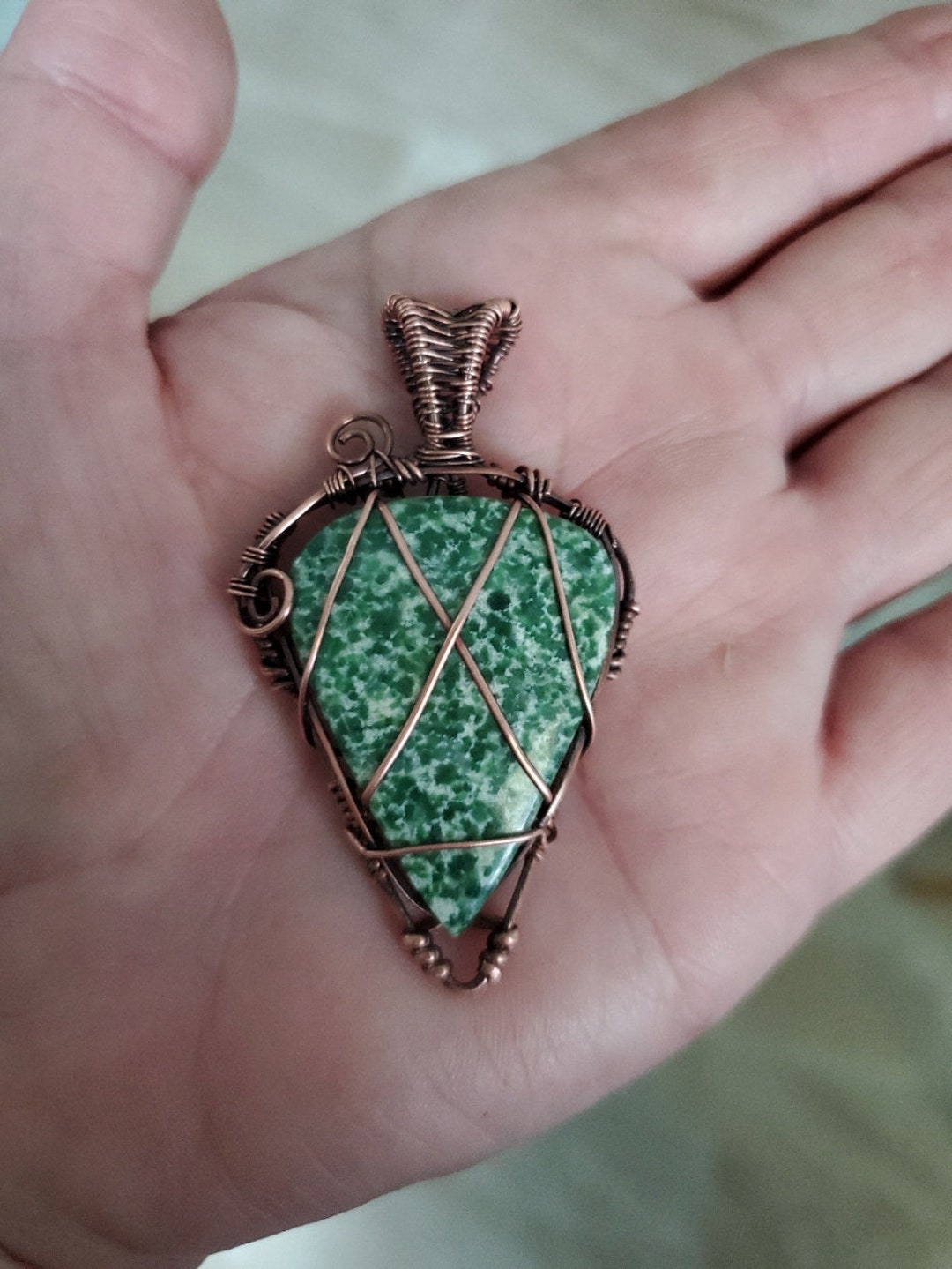 Jade, Spotted Jade, Jade Pendant, Wire Wrap Pendant, Jade Necklace ...
