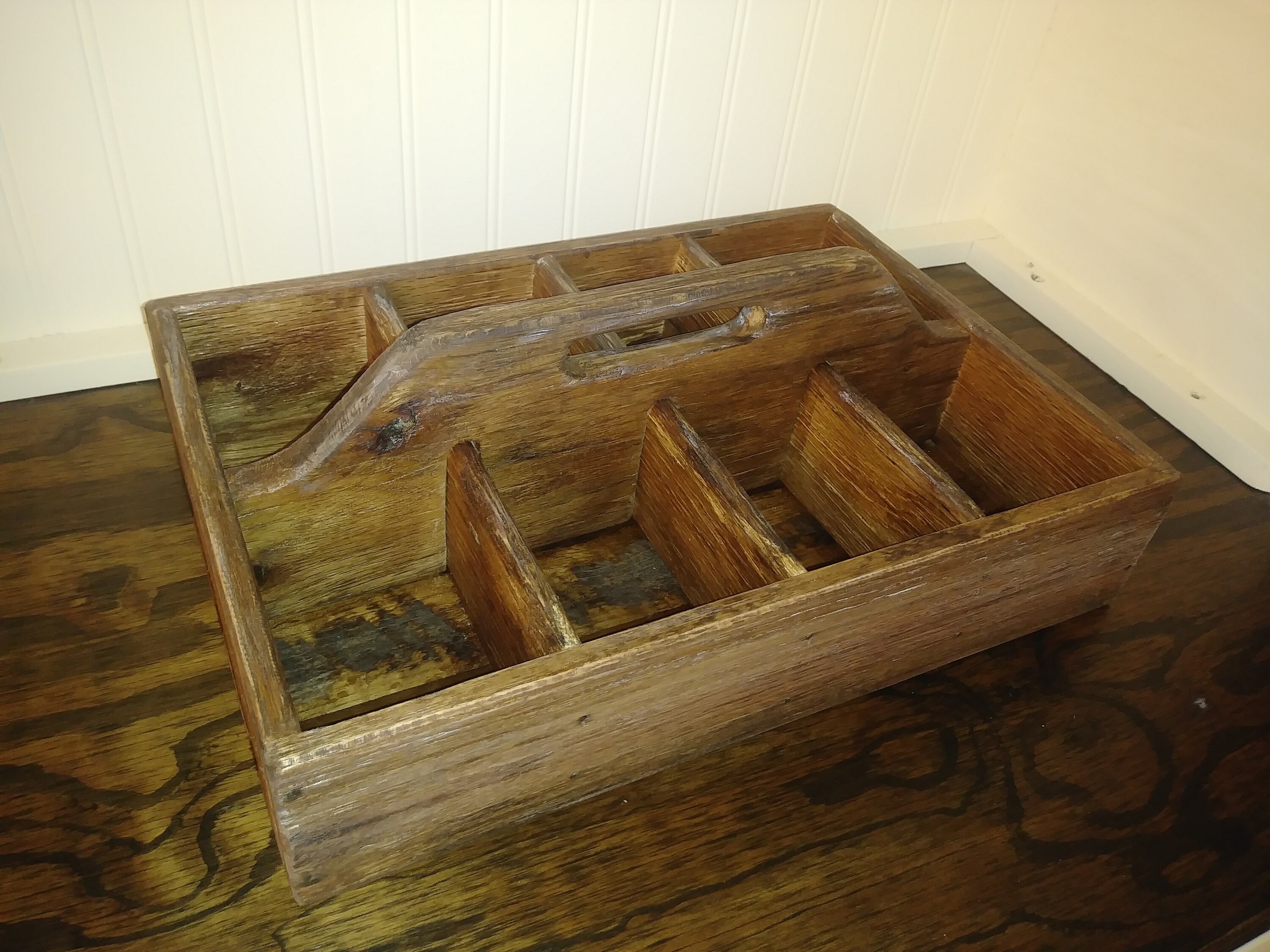 Wooden Oak Caddy, Handmade Rustic Crate - Etsy
