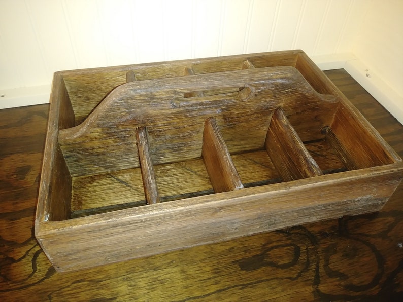 Wooden Oak Caddy, Handmade Rustic Crate - Etsy