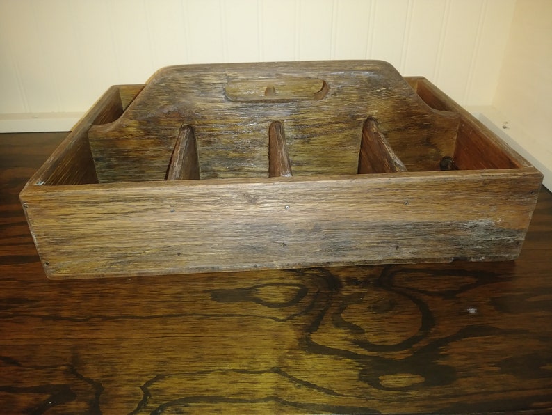 Wooden Oak Caddy, Handmade Rustic Crate - Etsy