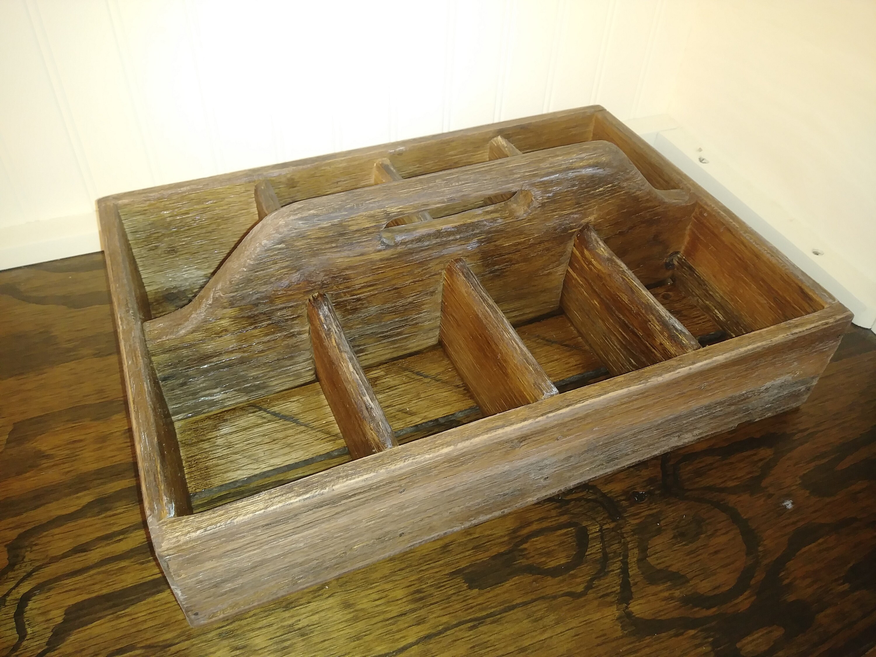 Wooden Oak Caddy, Handmade Rustic Crate - Etsy