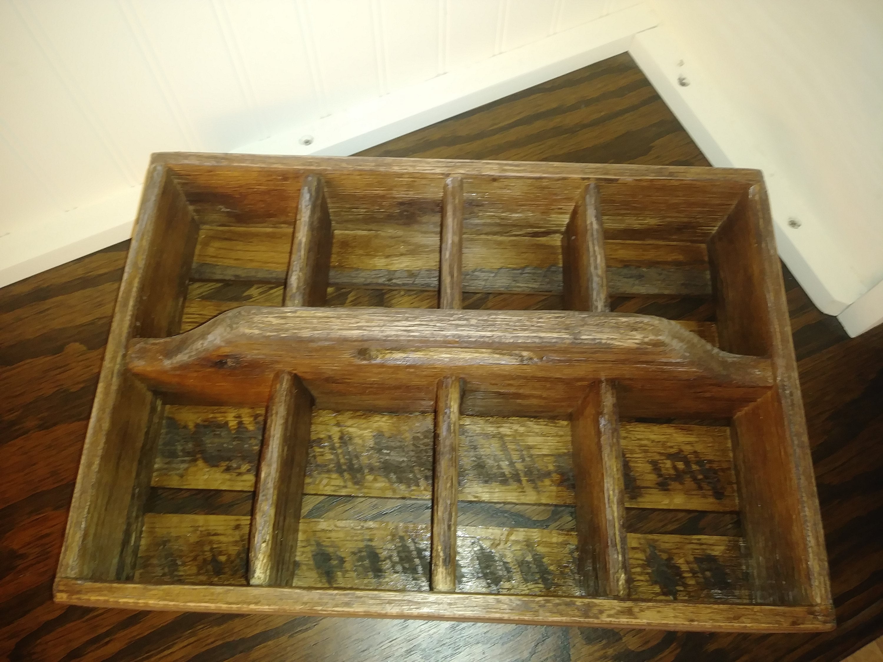 Wooden Oak Caddy, Handmade Rustic Crate - Etsy