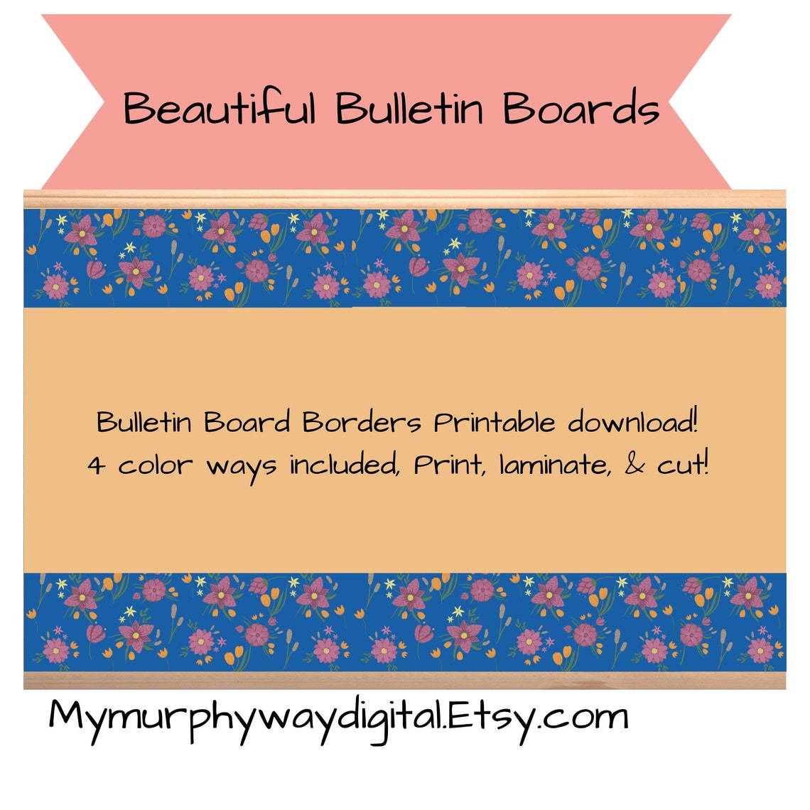 Pink and Yellow Flower Border in 4 Color Ways - Etsy