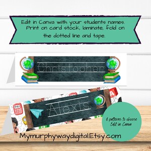Name Tag Tent Printable for Back to School Elementary Editable - Etsy