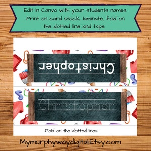 Name Tag Tent Printable for Back to School Elementary Editable - Etsy