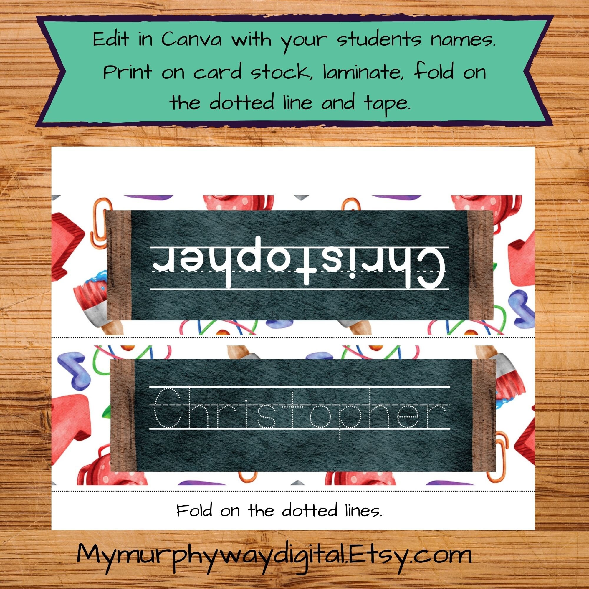 Name Tag Tent Printable for Back to School Elementary Editable - Etsy