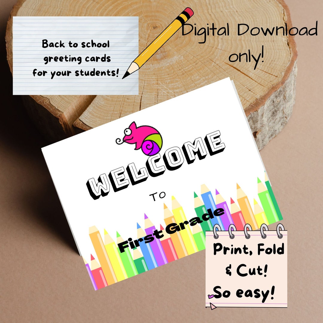 First Grade Welcome Back to School Greeting Card 5x7 - Etsy