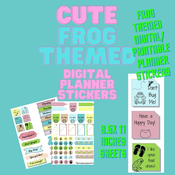 Frog Themed Digital or Printable Planner Stickers - Etsy