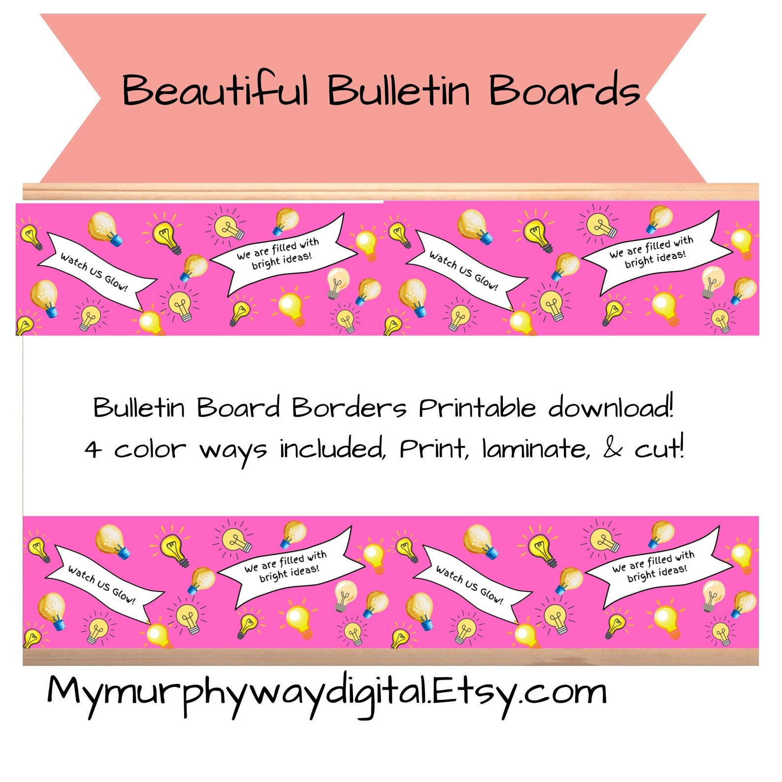 Light Bulb Classroom Bulletin Board Border 4x11 Printable - Etsy