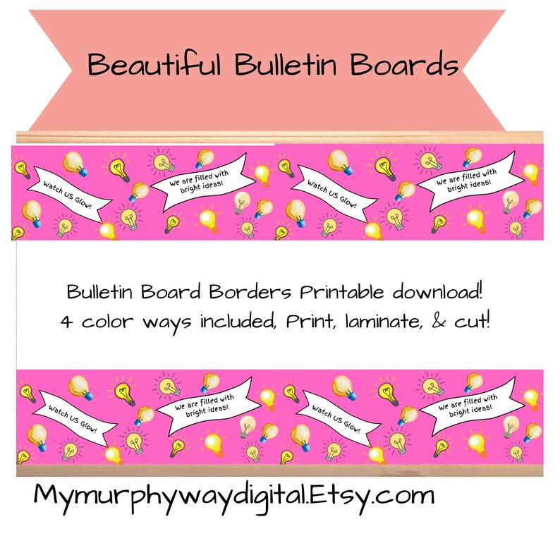Light Bulb Classroom Bulletin Board Border 4x11 Printable - Etsy