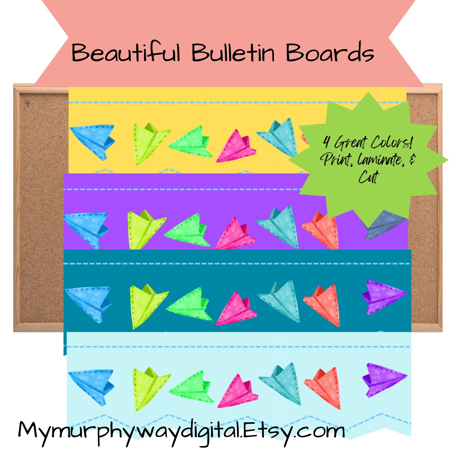 Paper Airplane Bulletin Board Classroom Border Printable Download ...
