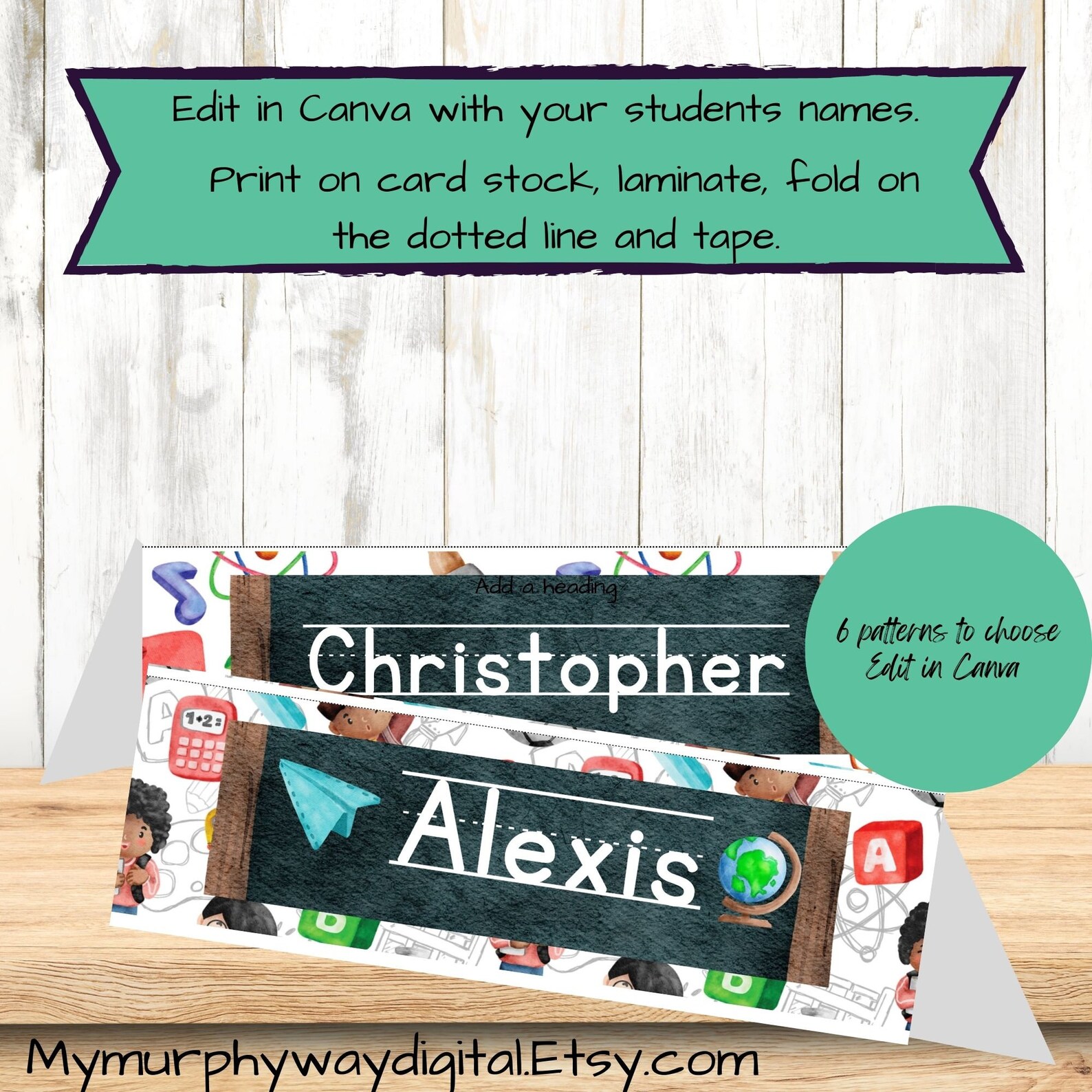 Name Tag Tent Printable for Back to School Elementary Editable - Etsy