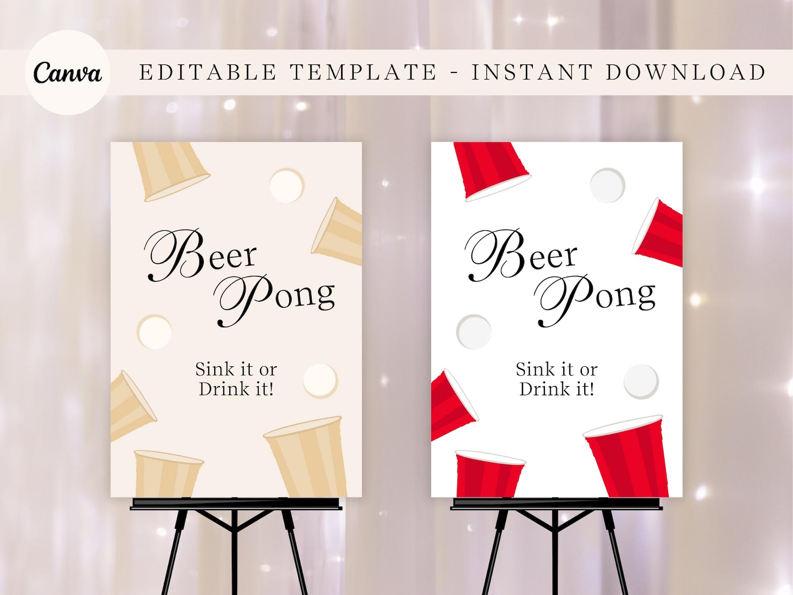Beer Pong Sign Template | Editable Party Decor (digital Download) - Etsy