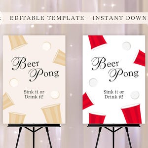 Beer Pong Sign Editable Template | Instant Digital Download | Custom ...