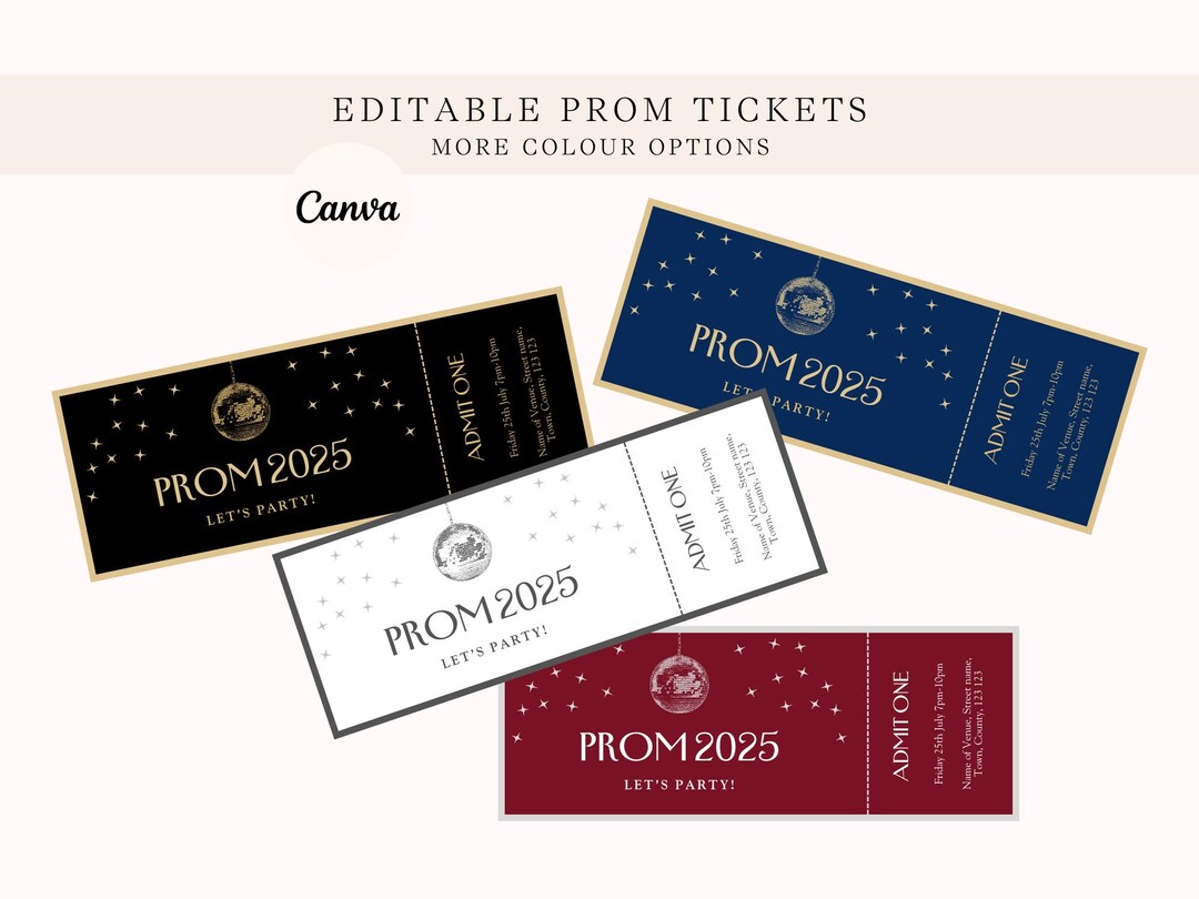Editable Prom Ticket Template | DIY Keepsake (instant Download) - Etsy