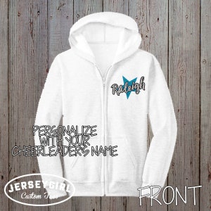 Custom Glitter Cheer Zip up Hoodie With Name & Team, Personalized Bling ...