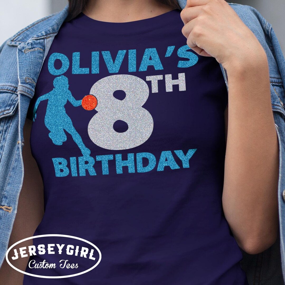 Custom Basketball Birthday Shirt | Personalized Glitter Girl's Basket ...