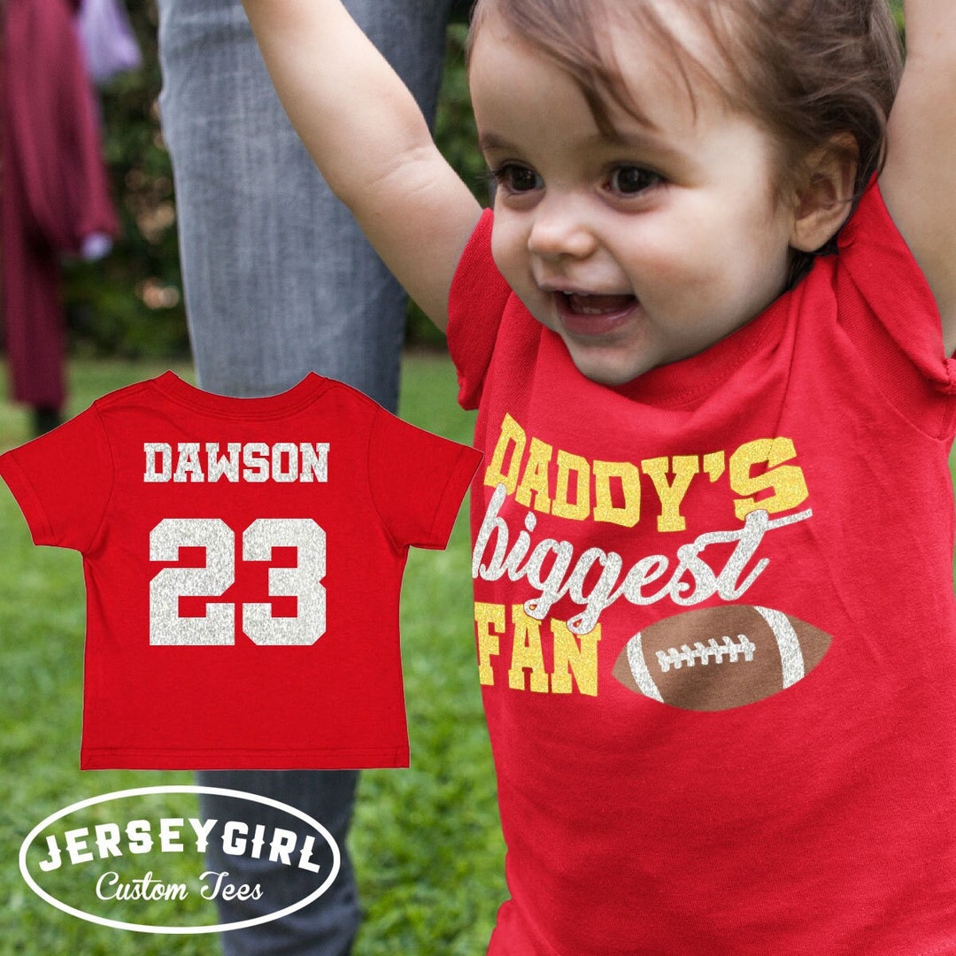 Daddy's Biggest Fan Football Glitter Bodysuit / Toddler Shirt With Name ...