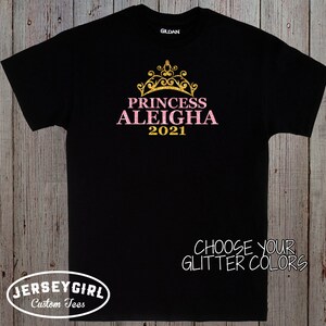 Custom Pageant Title Shirt, Glitter Tiara T-shirt With Title ...