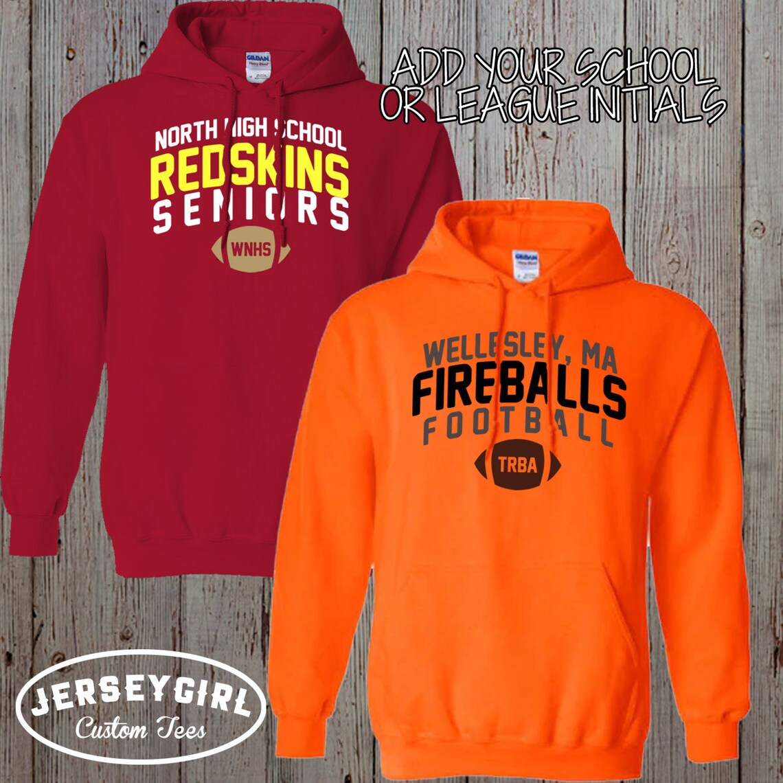 Custom High School Football Hoodie with Name & Number | Etsy