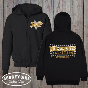 Custom Glitter Cheer Zip up Hoodie With Name & Team, Personalized Bling ...