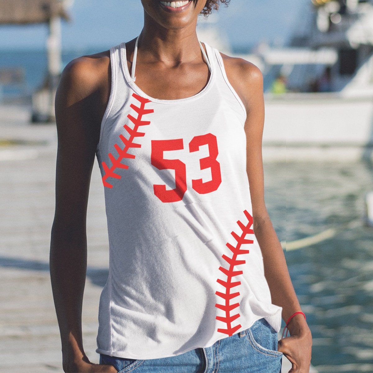 Custom Baseball Tank Laces With Number, Personalized Tank Top With ...