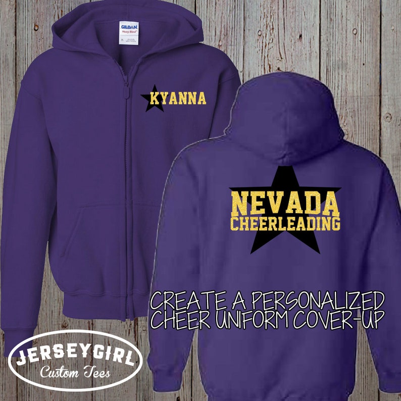 Cheer Zip Up Hoodie Custom Cheer Hoodie with Name & Team | Etsy