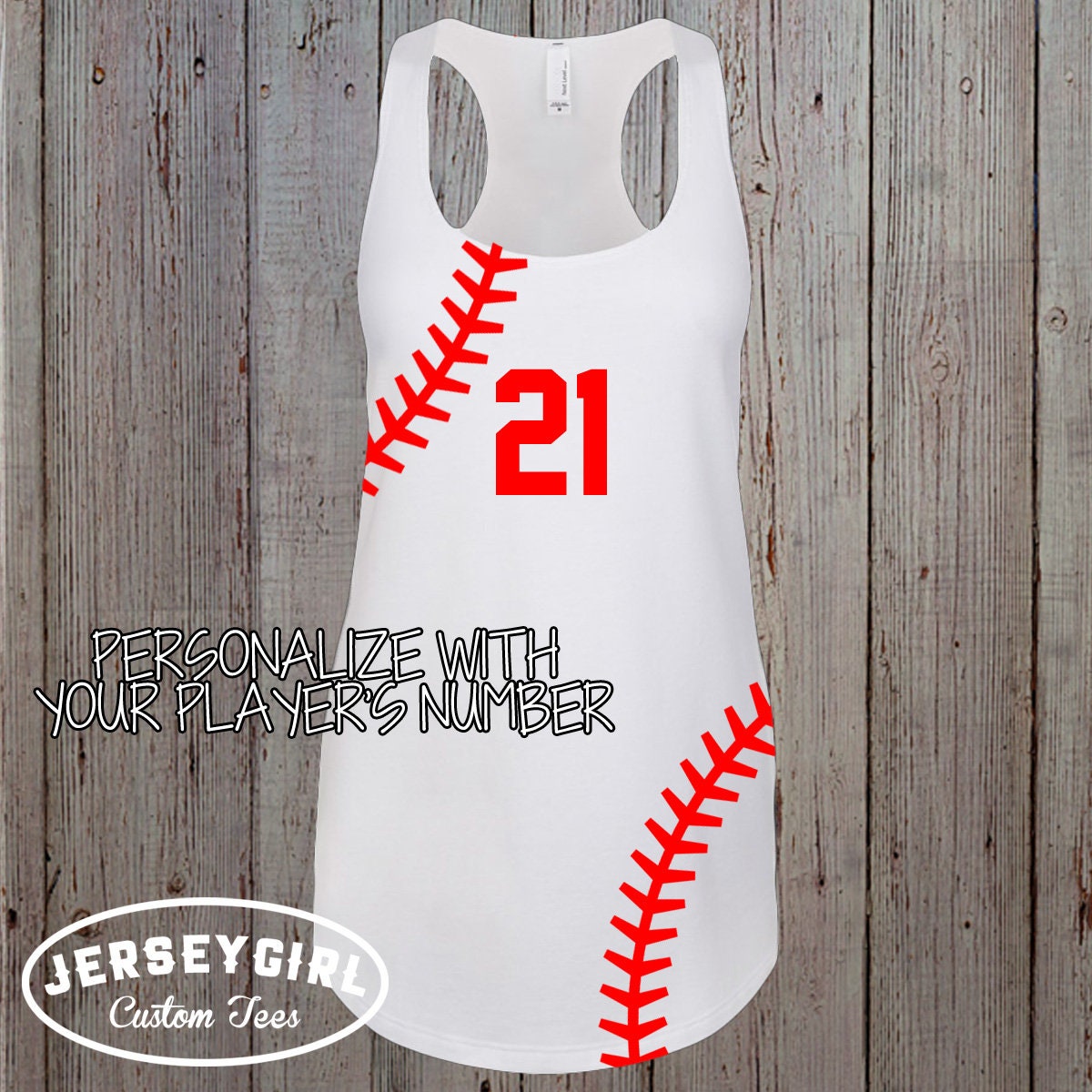 Custom Baseball Tank Laces With Number, Personalized Tank Top With ...