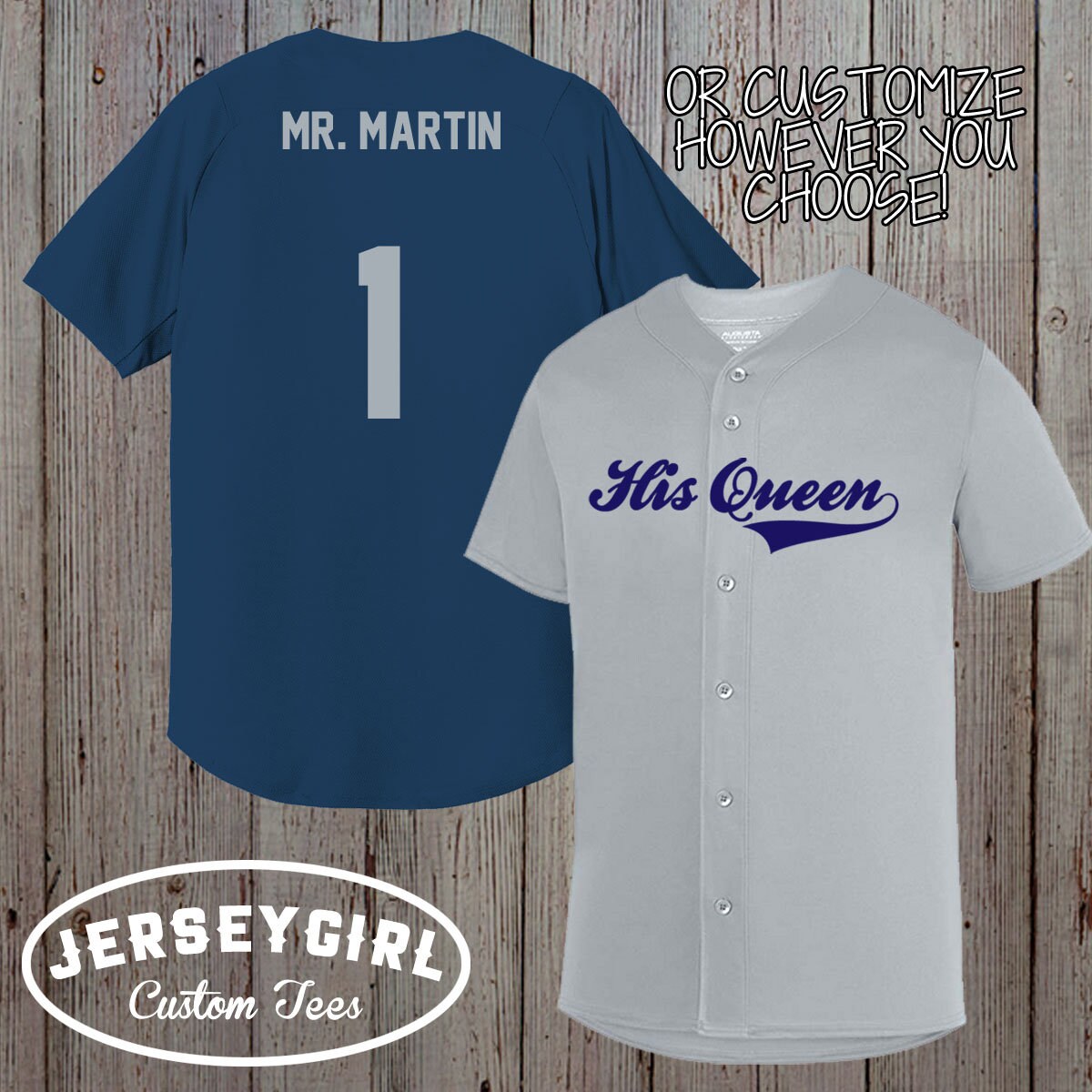 SET OF 2 Custom Couples Baseball Jersey Customize Your Own - Etsy