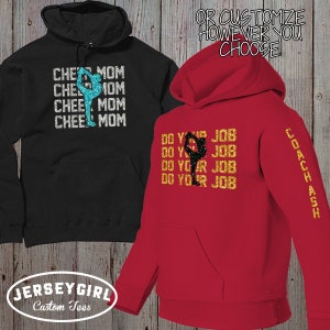 Custom Bling Cheer Hoodie With Name, Personalized Glitter Cheerleading ...