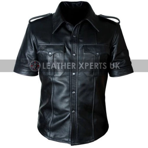 Handmade Men's Real Leather Police Uniform Shirt Real - Etsy UK