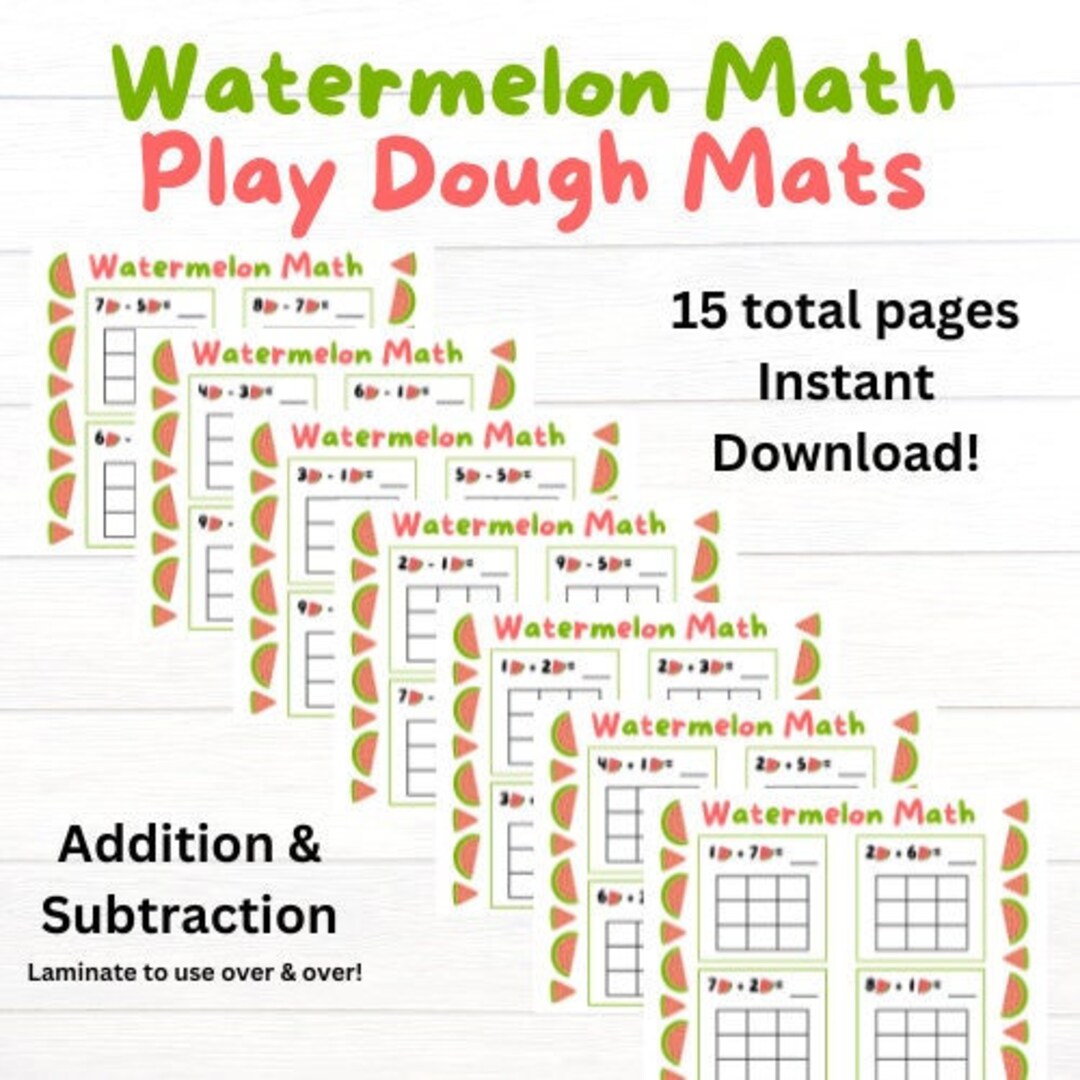 Play Dough Mat Printable Watermelon Math - Etsy