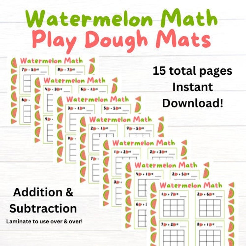 Play Dough Mat Printable Watermelon Math - Etsy