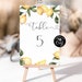 Lemon Table Number Template. Printable Citrus Table Number Cards ...