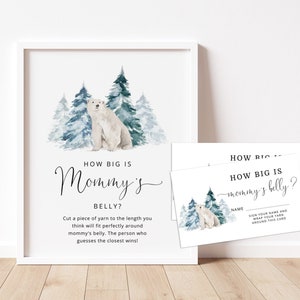Polar Bear How Big is Mommy's Belly Game. Winter Baby Shower Games ...